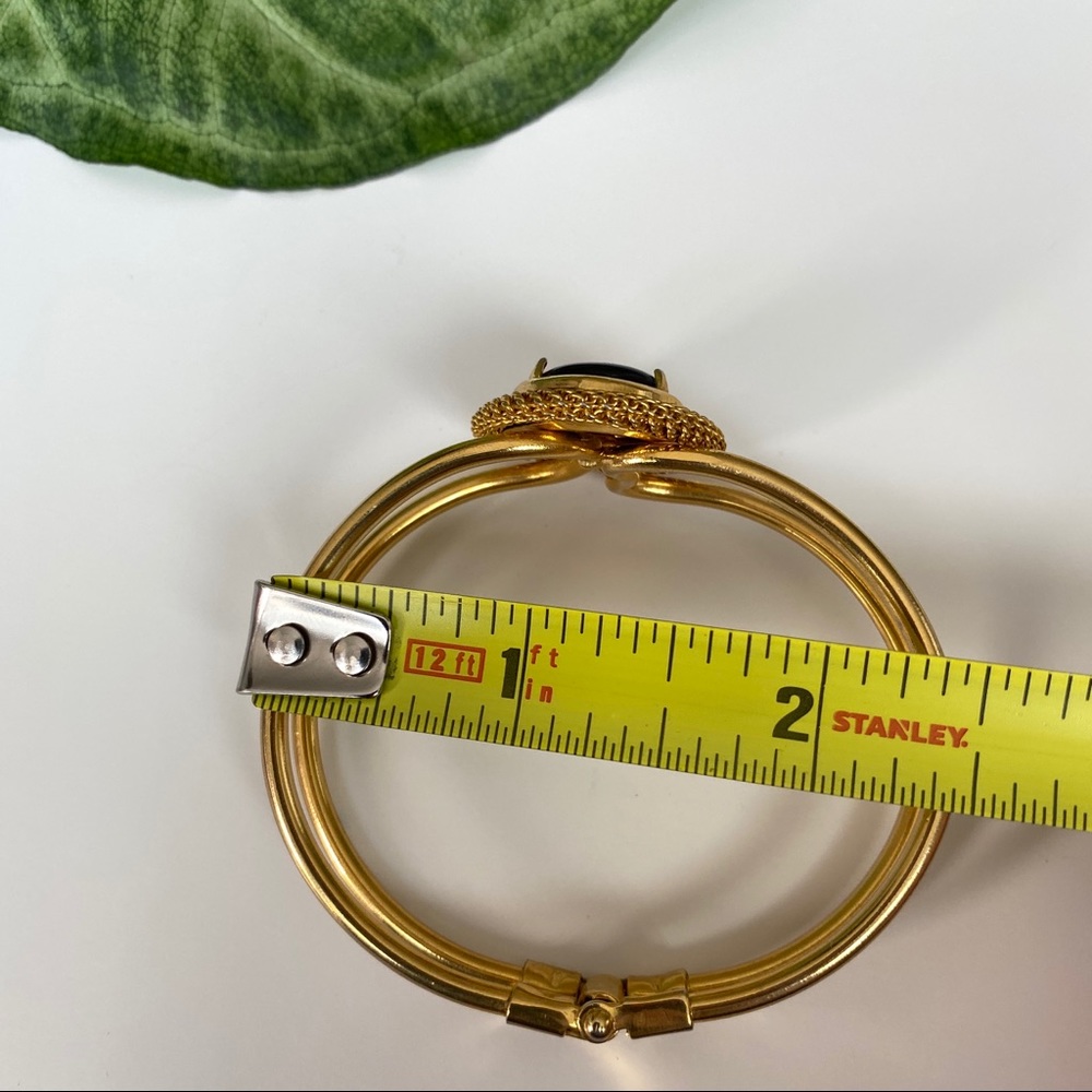 Vintage Scorpion Black Gold Tone Clamp Bracelet - Gem